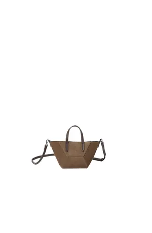Brunello Cucinelli Suede Mini Bag With Monili - Bark