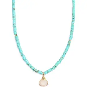 HOUSE OF OLIA Beaded And Moonstone Pendant Necklace - Turquoise