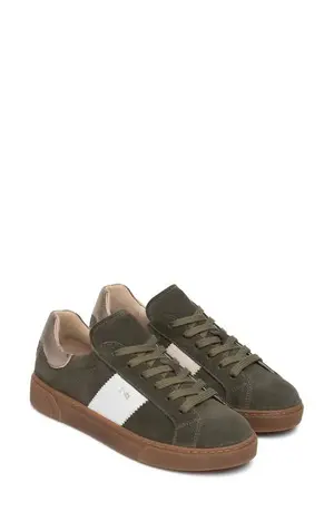 NEROGIARDINI Retro Low Top Leather Sneaker - Olive