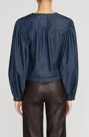 FRAME The Poise Split Neck Balloon Sleeve Top