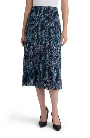 KASPER Print Midi Skirt - Black Multi