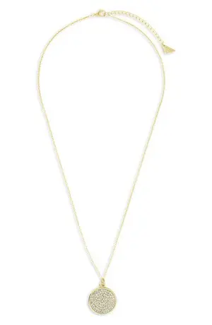 Sterling Forever Sterling Forever Pavé Cubic Zirconia Circle Pendant Necklace Gold