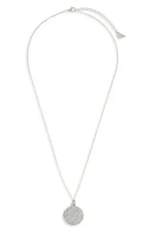 Sterling Forever Pavé Cubic Zirconia Circle Pendant Necklace - Silver