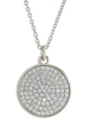 Sterling Forever Pavé Cubic Zirconia Circle Pendant Necklace - Silver