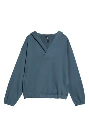 Prana Dreamterry V-neck Hoodie - Grey Blue
