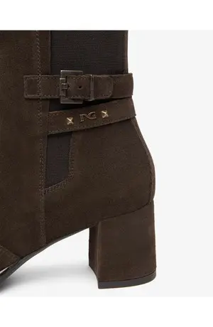 NEROGIARDINI Leather Block Heel Chelsea Bootie - Chocolate