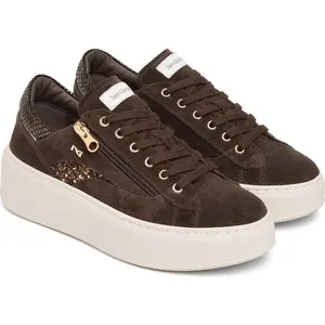 NEROGIARDINI Platform Side Zip Sneaker - Chocolate