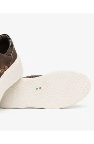 NEROGIARDINI Platform Side Zip Sneaker - Chocolate