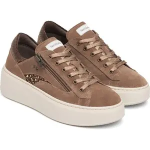 NEROGIARDINI Platform Side Zip Sneaker - Mocha