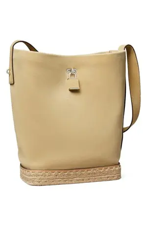 Tory Burch Lock T Monogram Crochet Slim Suede Shoulder Bag