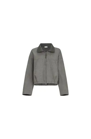 Brunello Cucinelli Hand-crafted Bomber Jacket In Virgin Wool Double Cloth With Shiny Zipper Pull