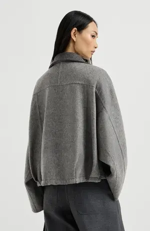 Brunello Cucinelli Hand-crafted Bomber Jacket In Virgin Wool Double Cloth With Shiny Zipper Pull