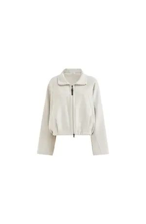 Brunello Cucinelli Hand-crafted Virgin Wool Double Cloth Bomber Jacket - Grey