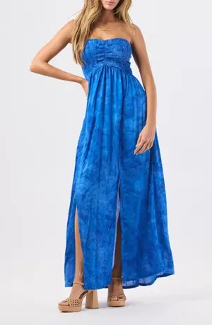 Tiare Hawaii Emilia Strapless Maxi Dress - Marbled Pacific