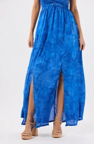 Tiare Hawaii Emilia Strapless Maxi Dress - Marbled Pacific