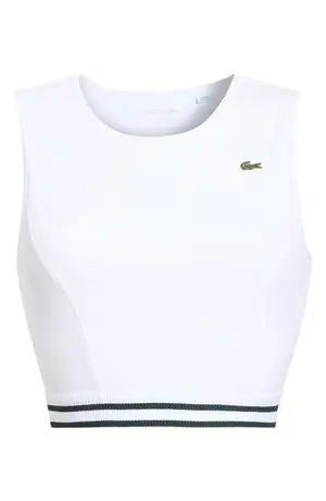 Lacoste Ribbed Cotton Blend Tank - Blanc