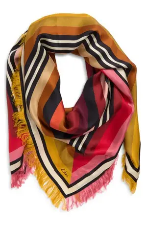 Echo Half And Half Silk Scarf Red Multi