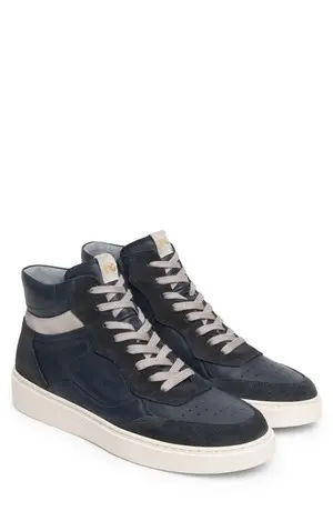 NEROGIARDINI High Top Retro Leather Sneaker - Navy