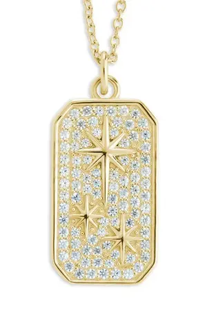 Sterling Forever Cubic Zirconia North Star Pendant Necklace - Gold