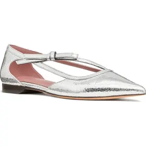 Kate Spade New York Loop Pointed Toe Leather Flat - Silver