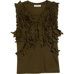 Ulla Johnson Vesna Ruffle Wool Jersey Top
