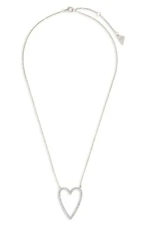 Sterling Forever 14k Plated Sterling Cubic Zirconia Heart Pendant Necklace - Silver