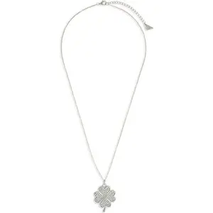 Sterling Forever Pav Cubic Zirconia Shamrock Pendant Necklace - Silver