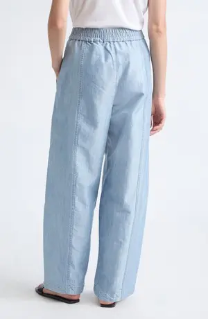 Emporio Armani Wide Leg Trousers With Elasticated Waist - Denim