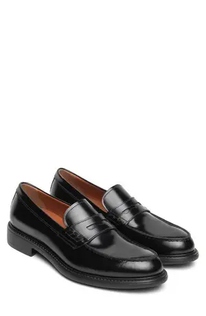 NEROGIARDINI Leather Penny Loafer Black
