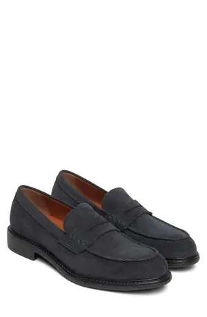 NEROGIARDINI Leather Penny Loafer Navy