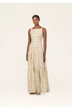 Agua Bendita Abeja Playa Maxi Linen Dress