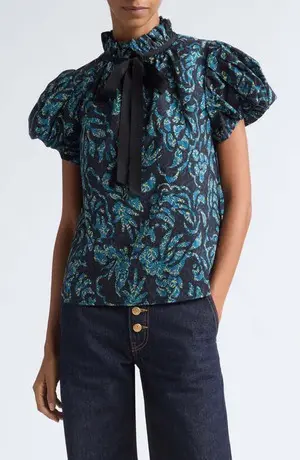 Ulla Johnson Estela Cotton Poplin Top - Midnight