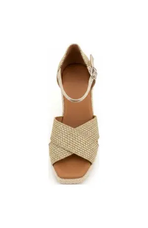 MENINA STEP Jimena High Double Band Woven Espadrille Sandal