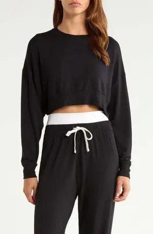Splits59 Noah Cropped Fleece Sweatshirt - Black
