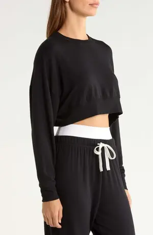 Splits59 Noah Cropped Fleece Sweatshirt - Black