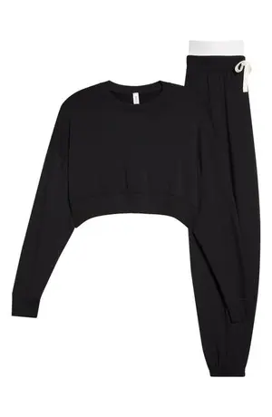 Splits59 Noah Cropped Fleece Sweatshirt - Black