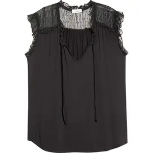 Loveappella Tie Neck Ruffle Top