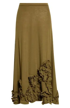 Ulla Johnson Heloise Ruffle Wool Midi Skirt