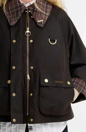 Barbour Icons Tartan Collar Spey Waxed Cotton Jacket