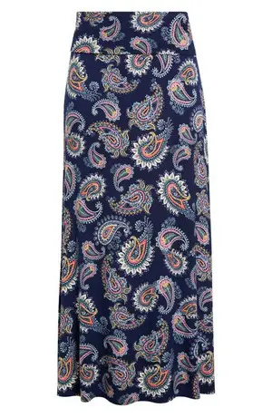 Loveappella Roll Top Maxi Skirt - Navy