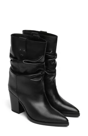 NEROGIARDINI Slouchy Leather Western Boot - Black