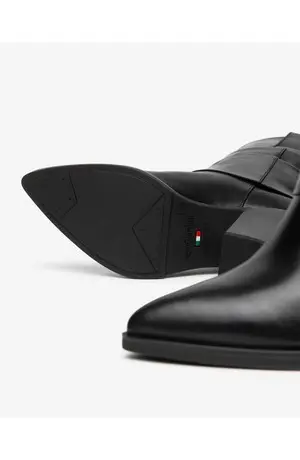 NEROGIARDINI Slouchy Leather Western Boot - Black