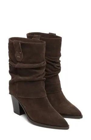 NEROGIARDINI Slouchy Leather Western Boot - Chocolate