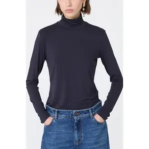 Max Mara Turtleneck Jersey Top - Navy