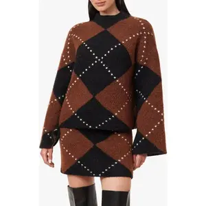 Habitual Argyle Mock Neck Sweater