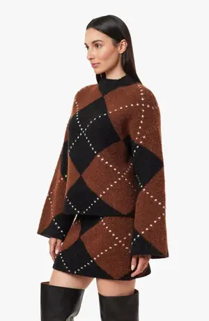 Habitual Argyle Mock Neck Sweater