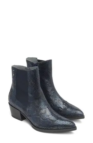NEROGIARDINI Leather Western Chelsea Bootie - Blue