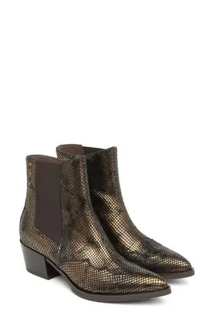 NEROGIARDINI Leather Western Chelsea Bootie - Bronze