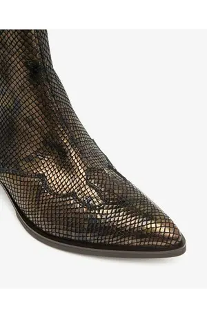 NEROGIARDINI Leather Western Chelsea Bootie - Bronze