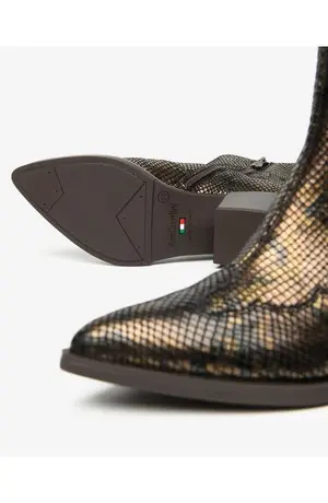 NEROGIARDINI Leather Western Chelsea Bootie - Bronze